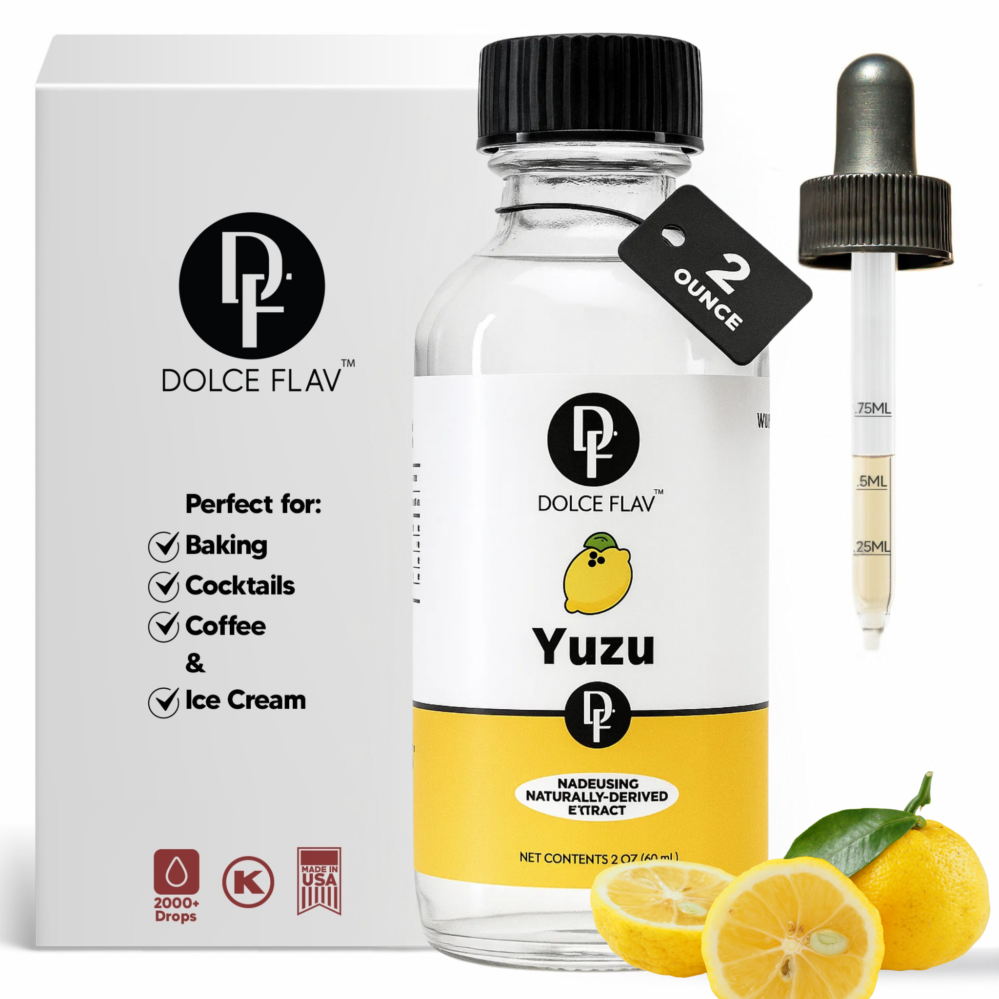 Dolce Flav | Premium Natural Yuzu Flavoring – 2 oz Citrus Extract USA