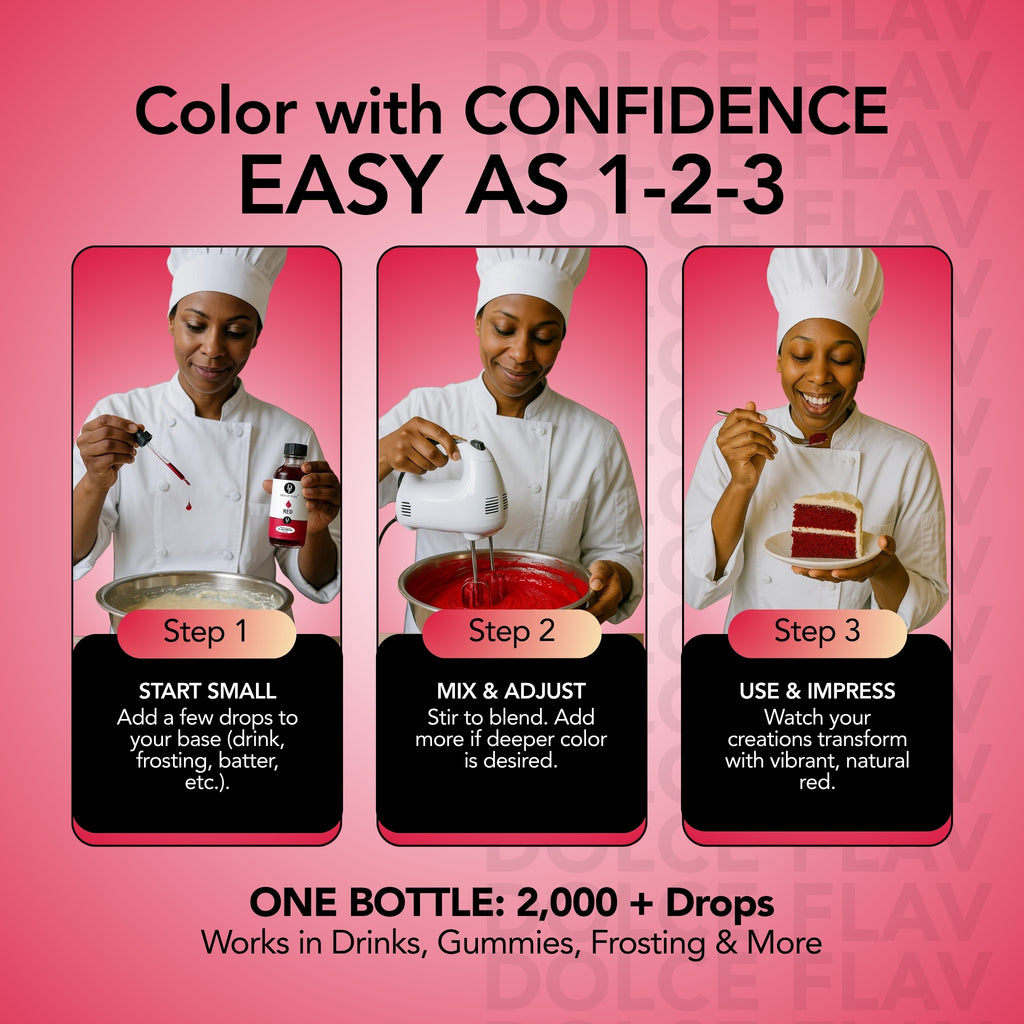 Dolce Flav Natural Red Food Coloring 2 Oz. | Water Soluble | Beetroot